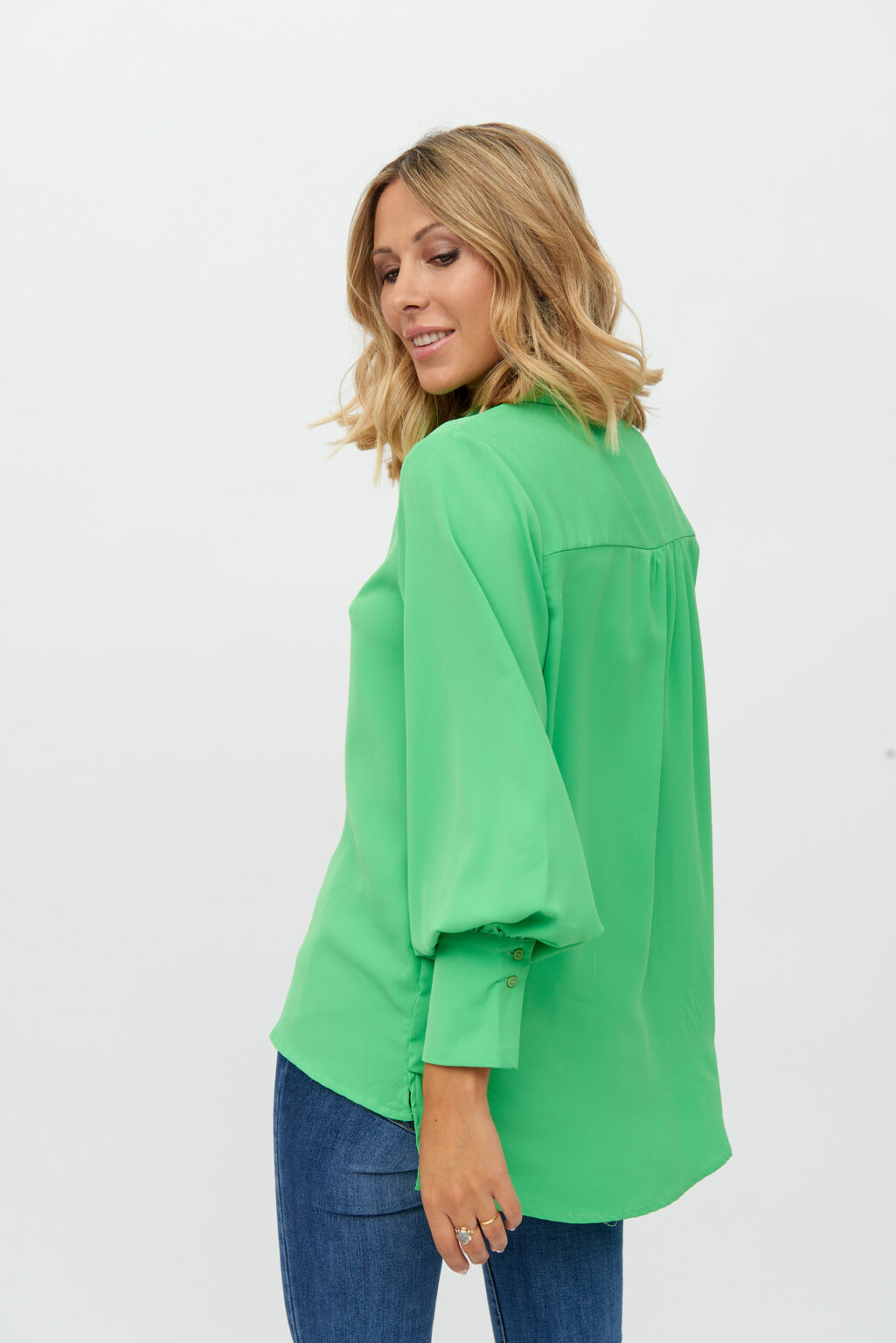 Camisa Verde Satén Moda al Por Mayor