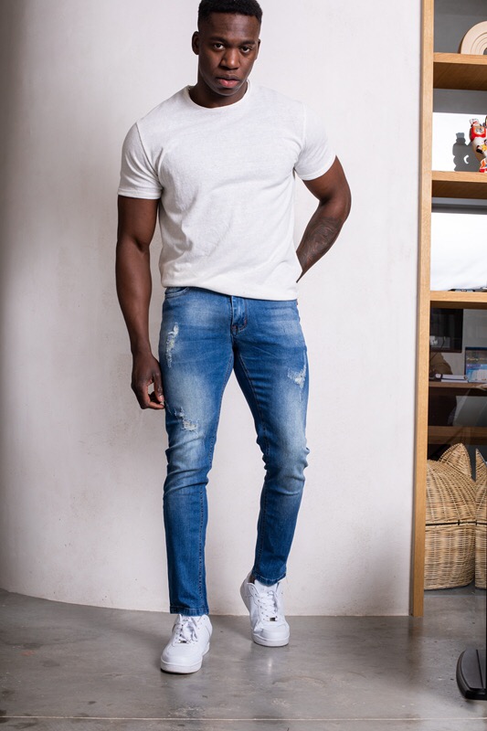 Vaquero Slim Fit con Rotos y Cordón Trasero Moda al Por Mayor