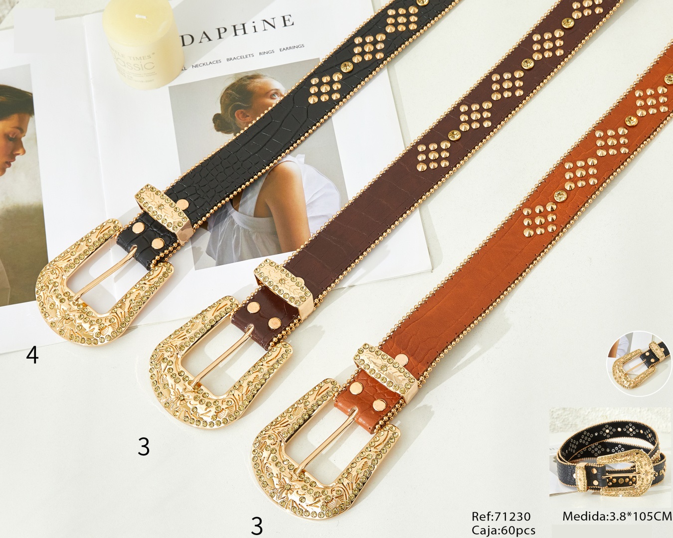 Cinturón Mujer Tachas Moda al Por Mayor