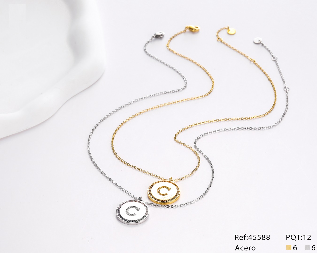 Collar Inicial Acero "C" Moda al Por Mayor
