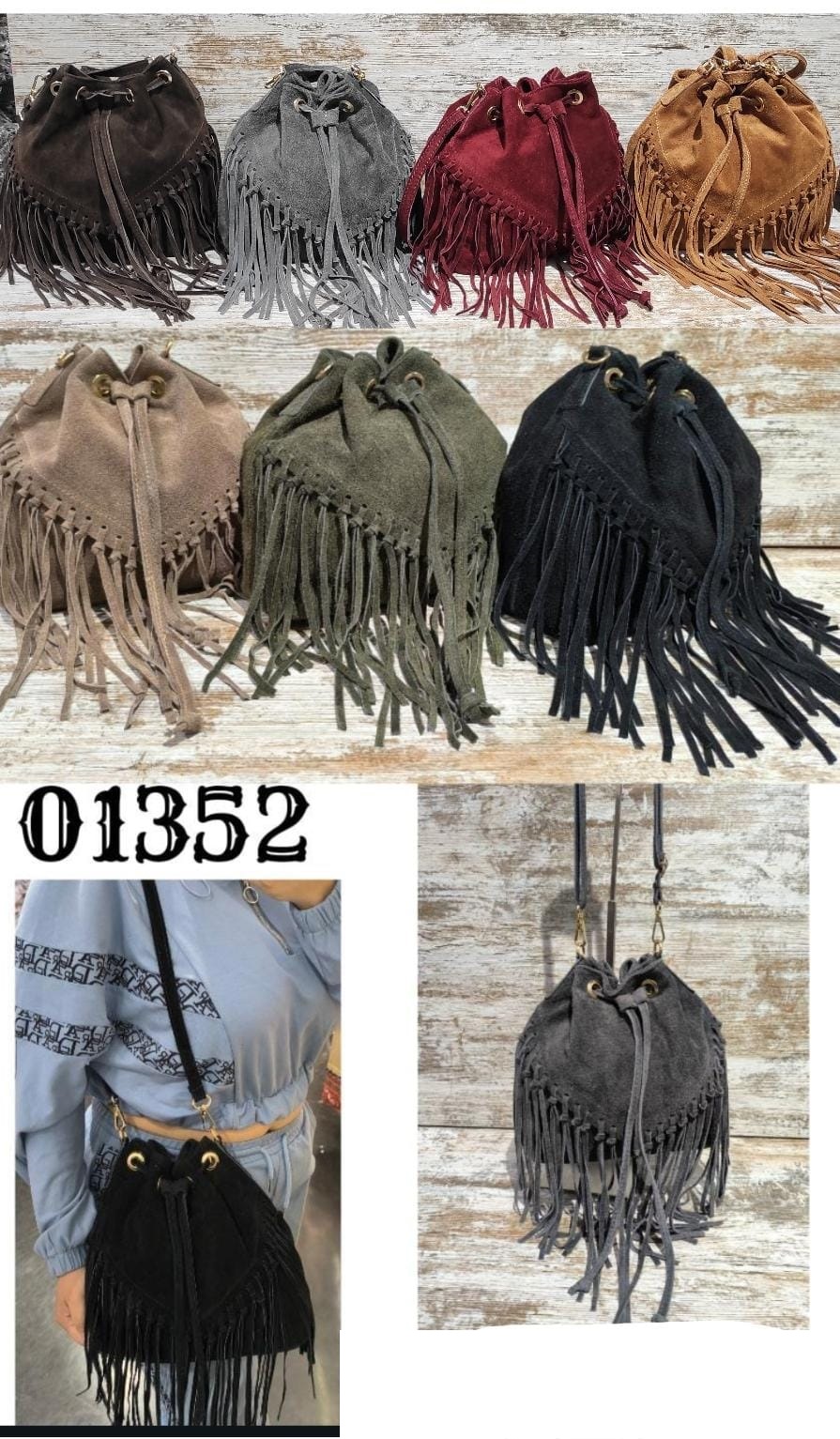 Bombonera Serraje Flecos Moda al Por Mayor