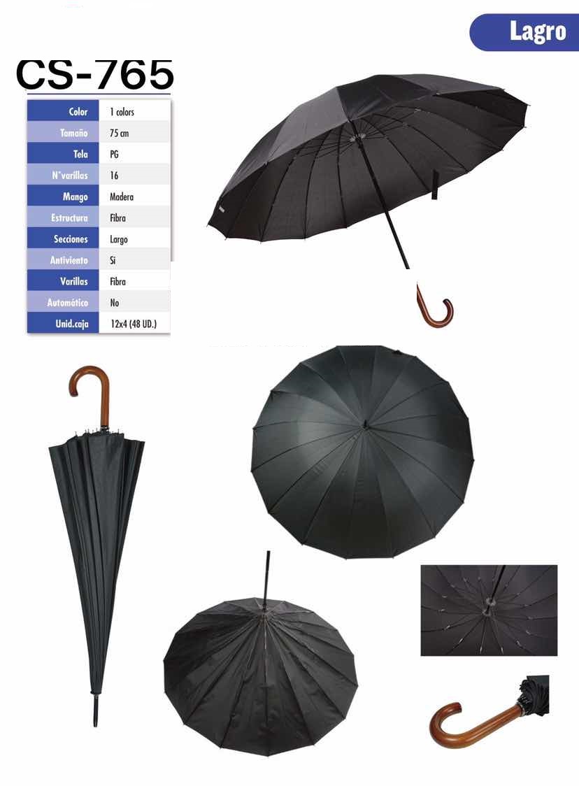 Paraguas Largo Negro Moda al Por Mayor